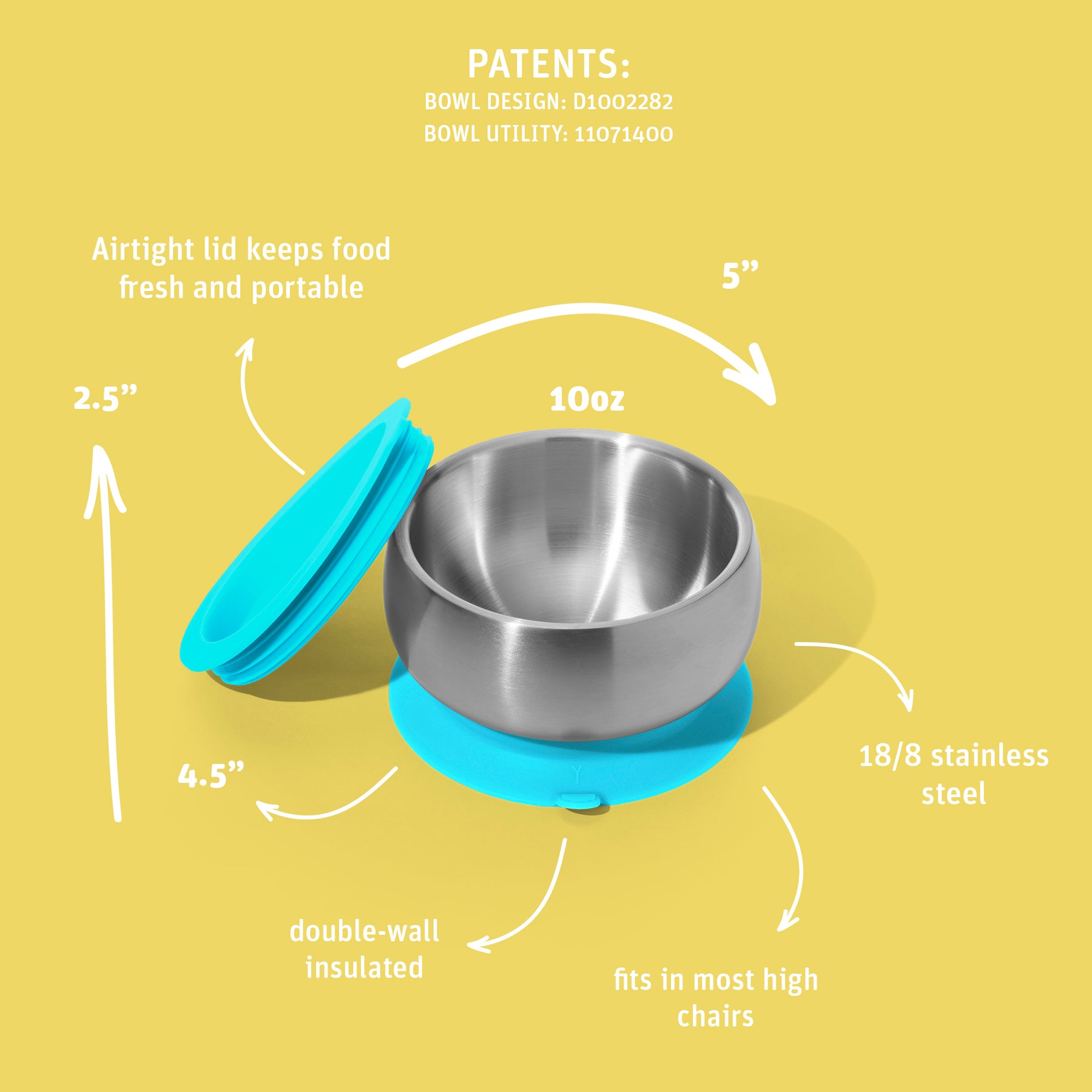 Avanchy | Stainless Steel Baby Bowls - BLW Suction Infant Feeding Bowl