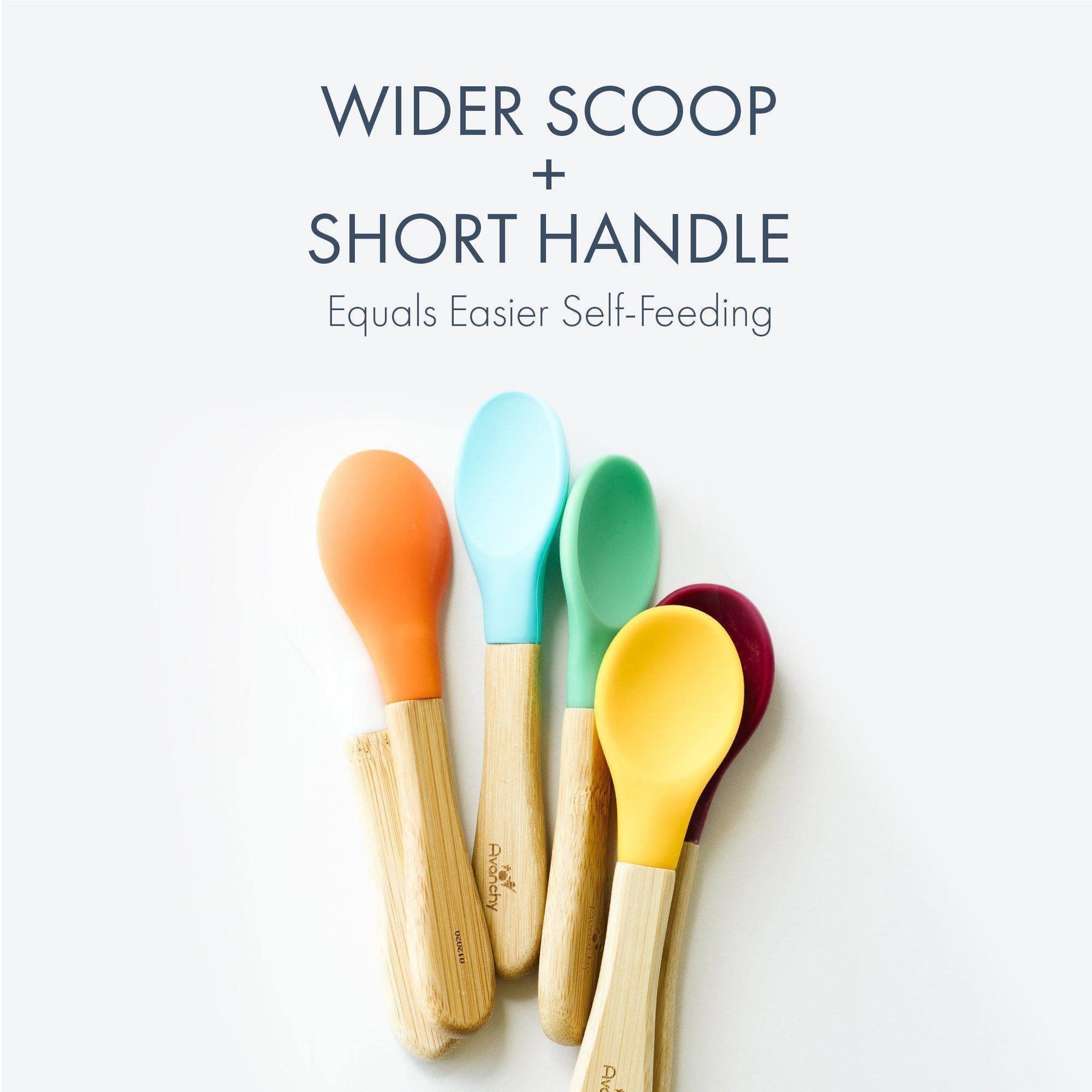 Bamboo Baby Spoons - BLW Infant Self Feeding Single Spoon | Wide